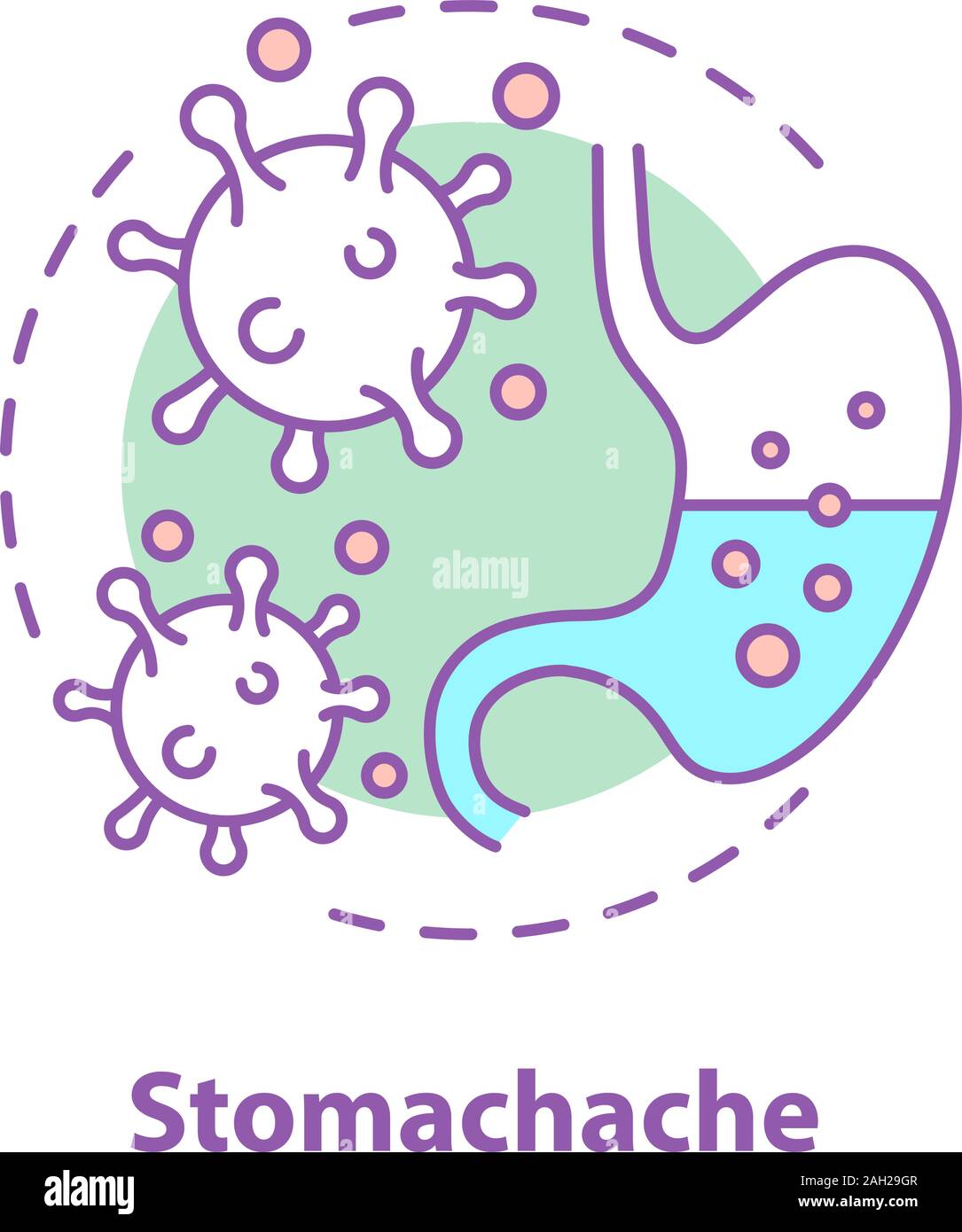 Stomachache concept icon. Indigestion idea thin line illustration ...