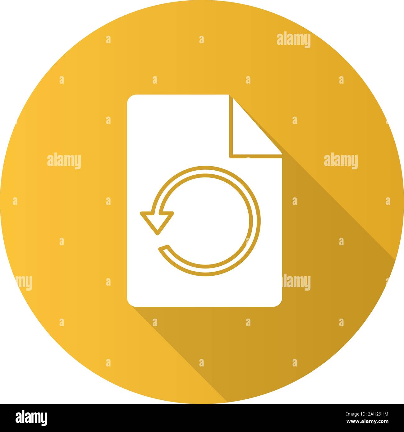 Restore page flat design long shadow glyph icon. File with reload sign. Data synchronization ...