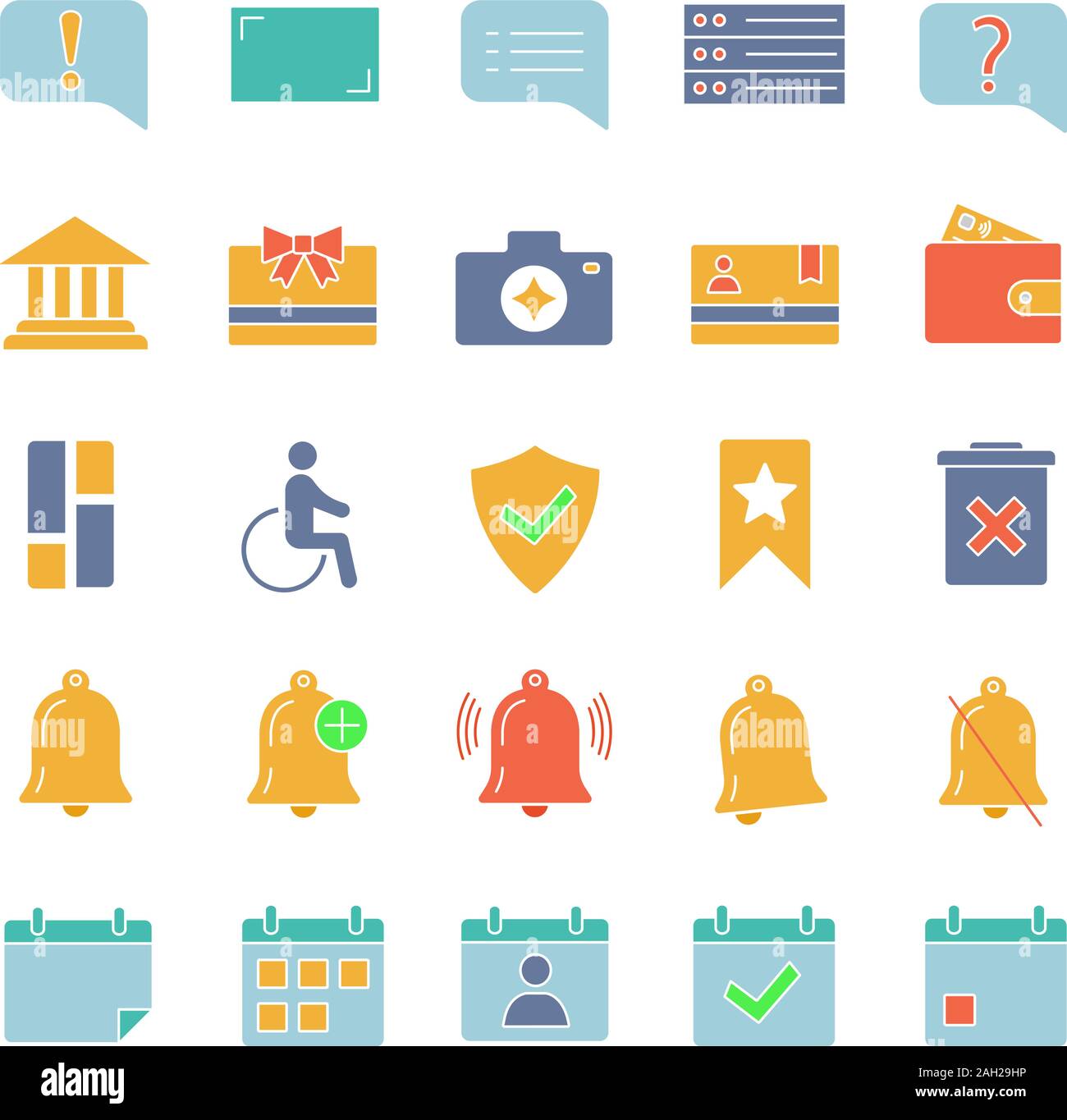 Uiux Glyph Color Icons Set System Elements Common Actions Symbols
