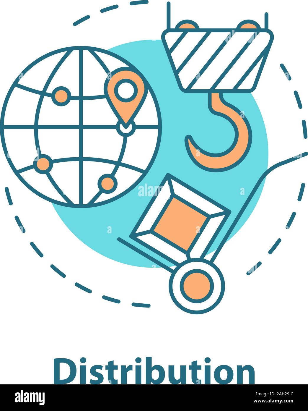 Logistics and distribution concept icon. Delivery service idea thin ...