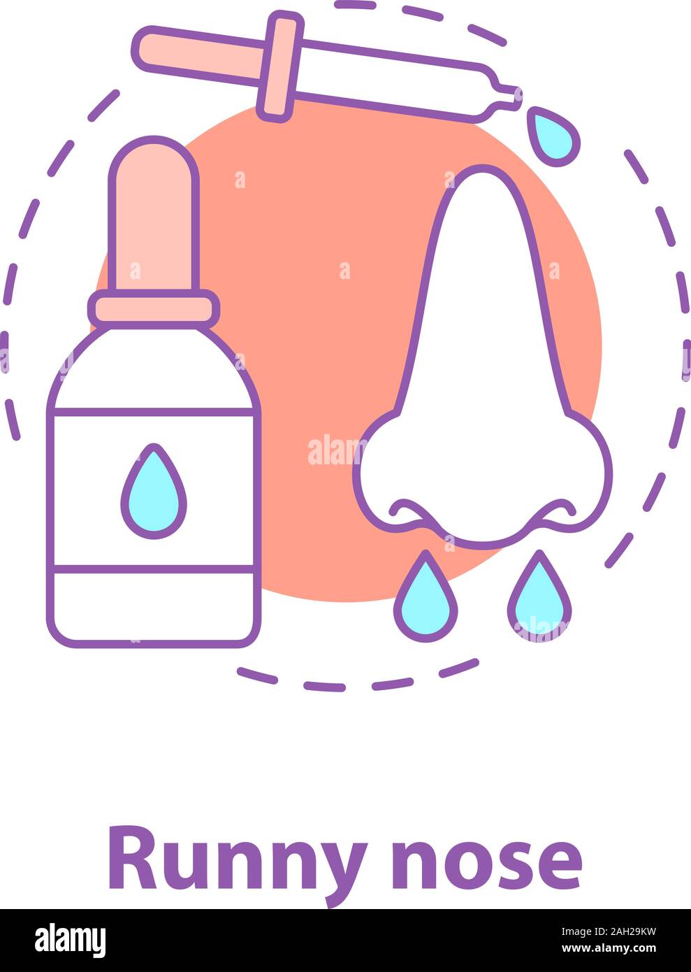 Runny nose concept icon. Cold or flu idea thin line illustration ...