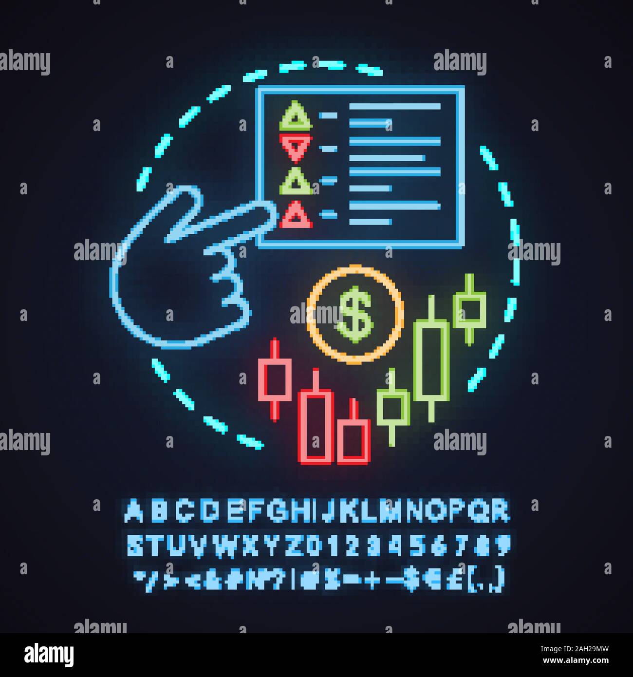 Trading neon light concept icon. Market access idea. Internet business ...