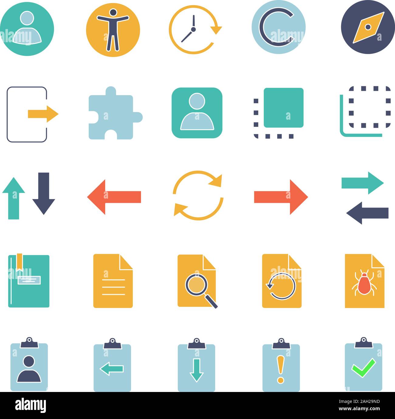 Uiux Glyph Color Icons Set System Elements Common Actions Symbols