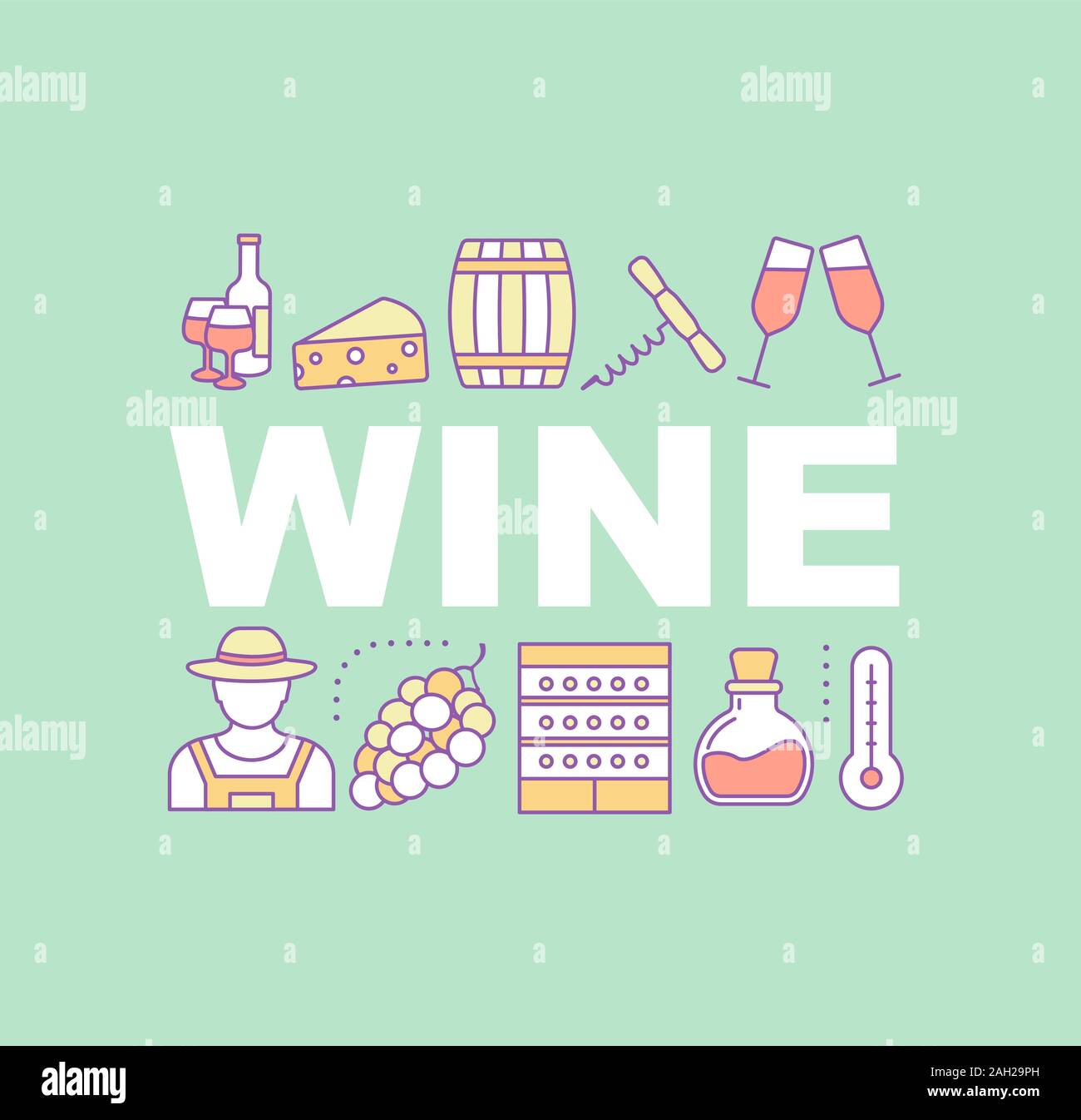 Wine industry word concepts banner. Winemaking. Vinification. Wine production. Winery. Isolated ...