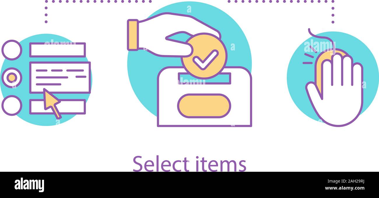 Select items concept icon. Choosing goods or services idea. Thin line ...