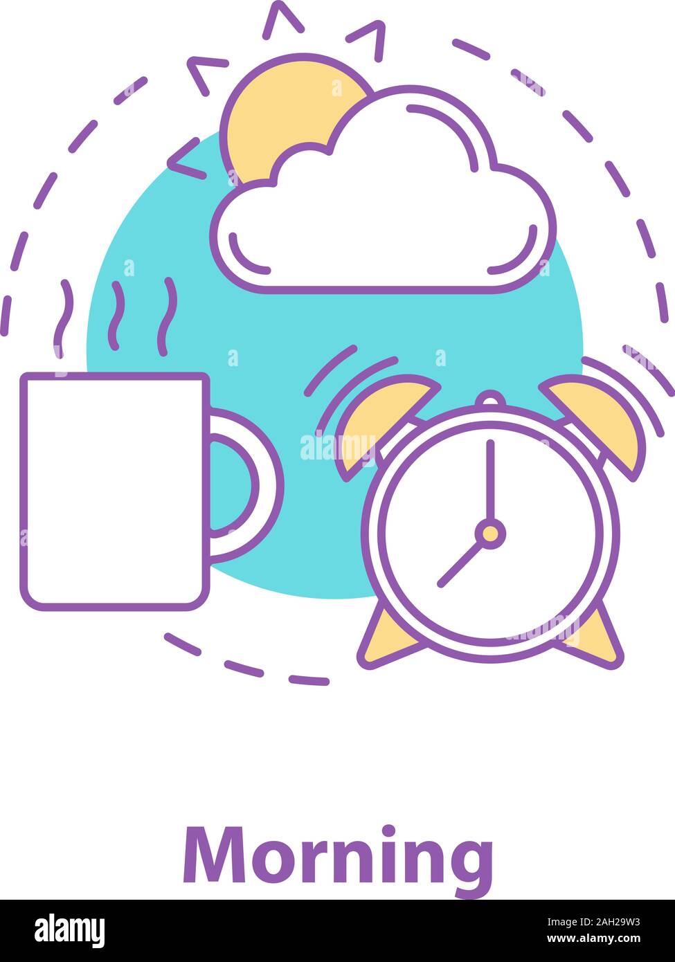 Morning concept icon. Getting up idea thin line illustration. Start of ...