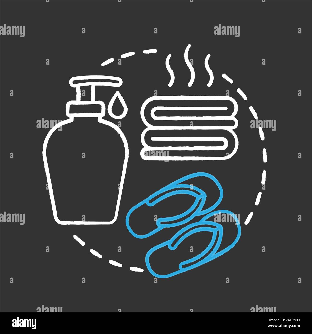 Spa salon chalk concept icon. Body care idea. Bath taking accessories ...