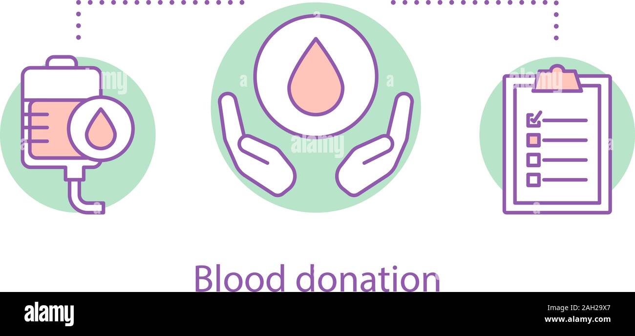 Blood donation concept icon. Volunteering idea thin line illustration ...