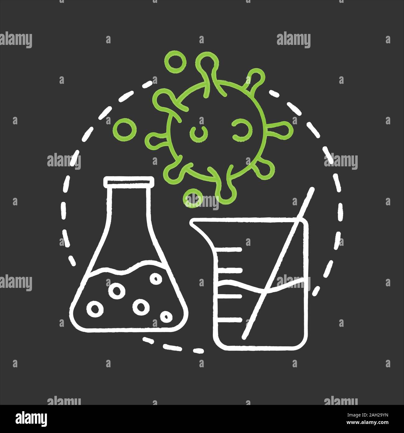 Science lab chalk concept icon. Virologyidea. Study of viruses ...