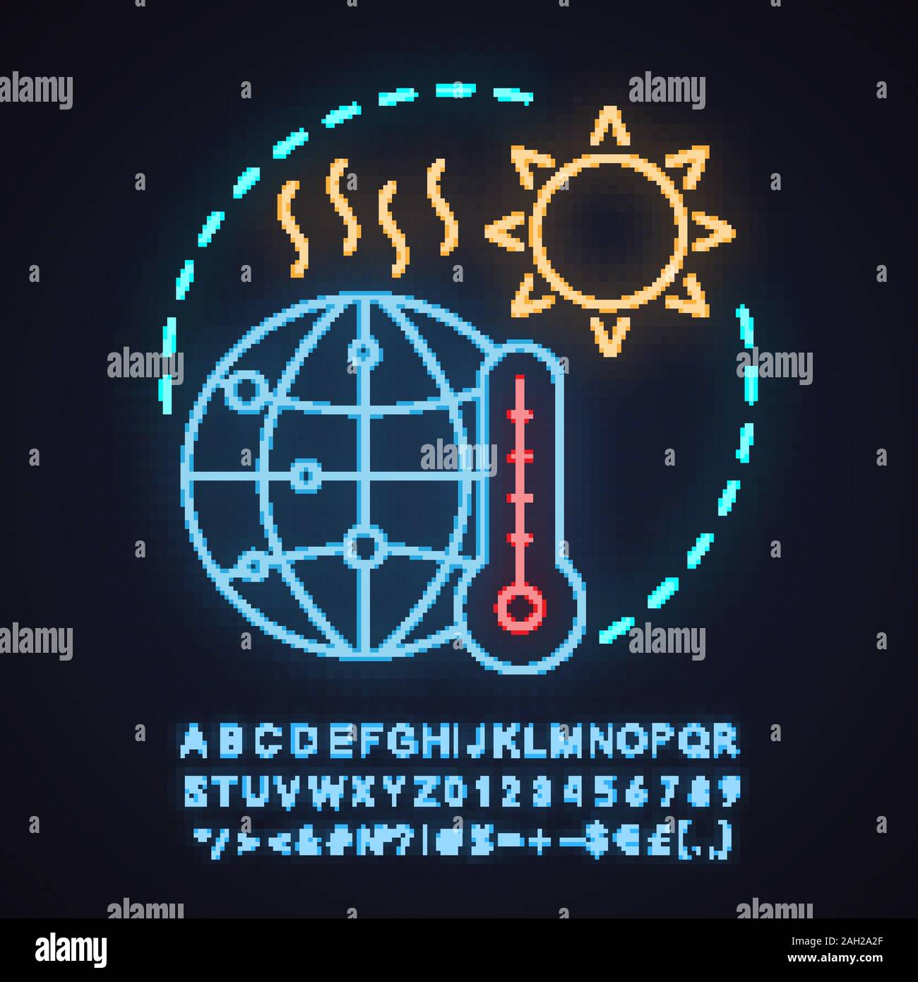 Global warming neon light concept icon. Natural hazard idea. Climate ...