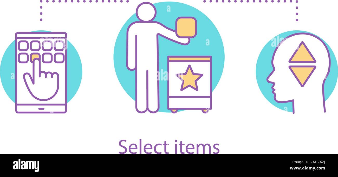 Select items concept icon. Choosing goods or services idea thin line ...