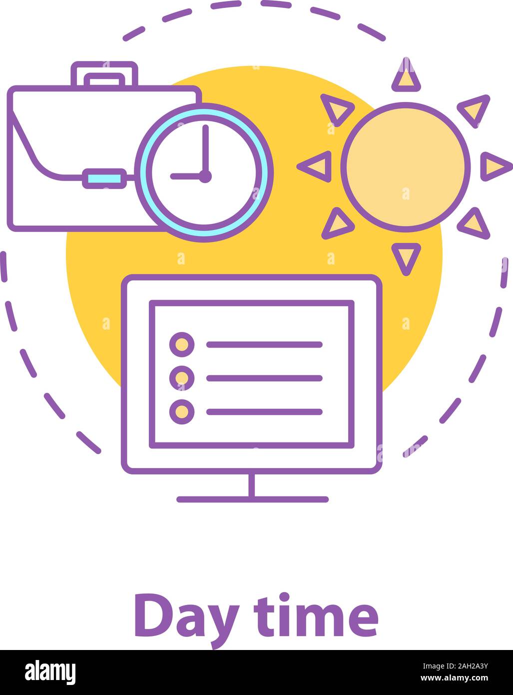 Day time concept icon. Working hours idea thin line illustration. Noon ...