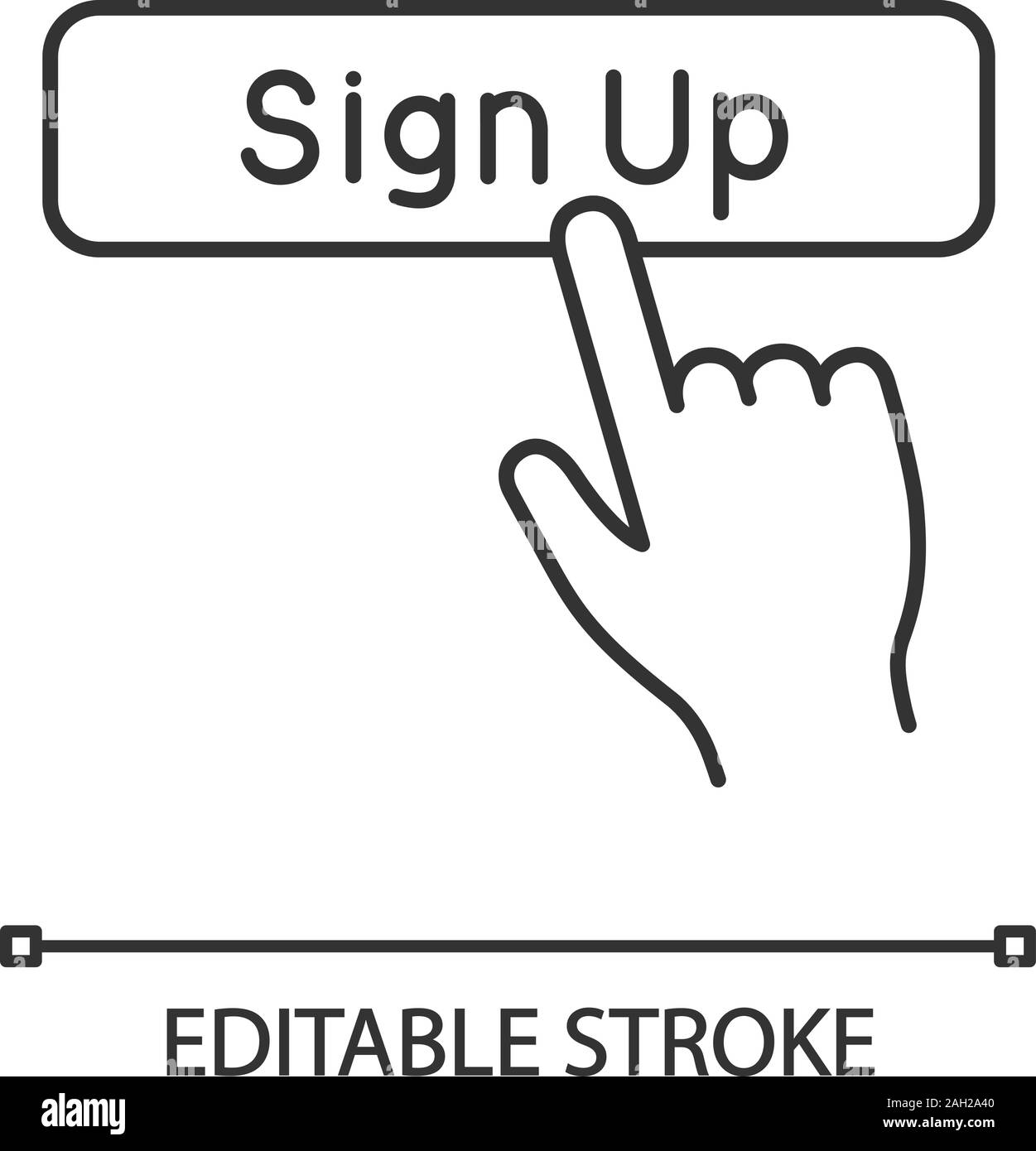 Sign up button click linear icon. New user registration. Thin line ...