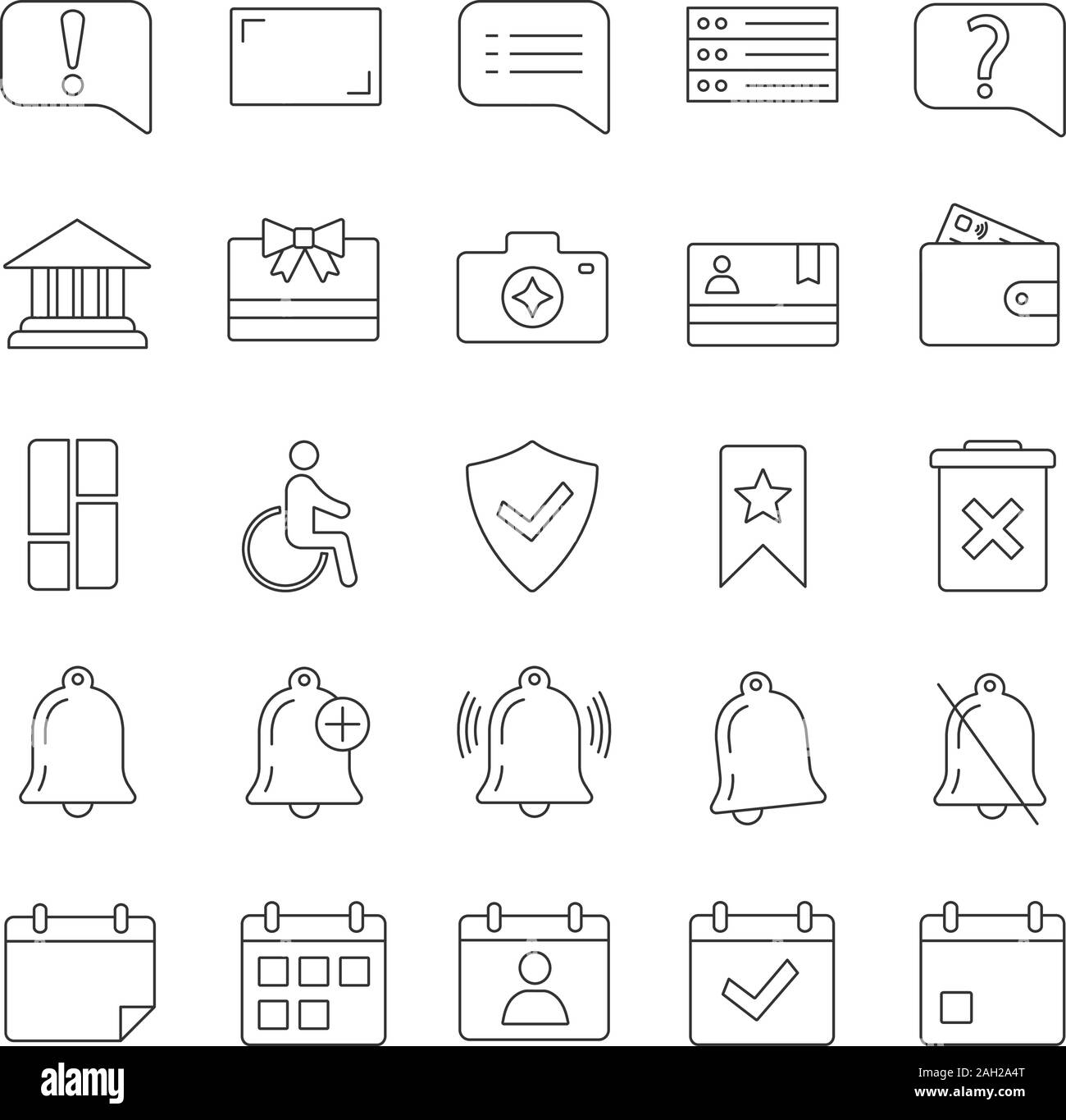 Uiux Linear Icons Set System Elements Common Actions Symbols Thin