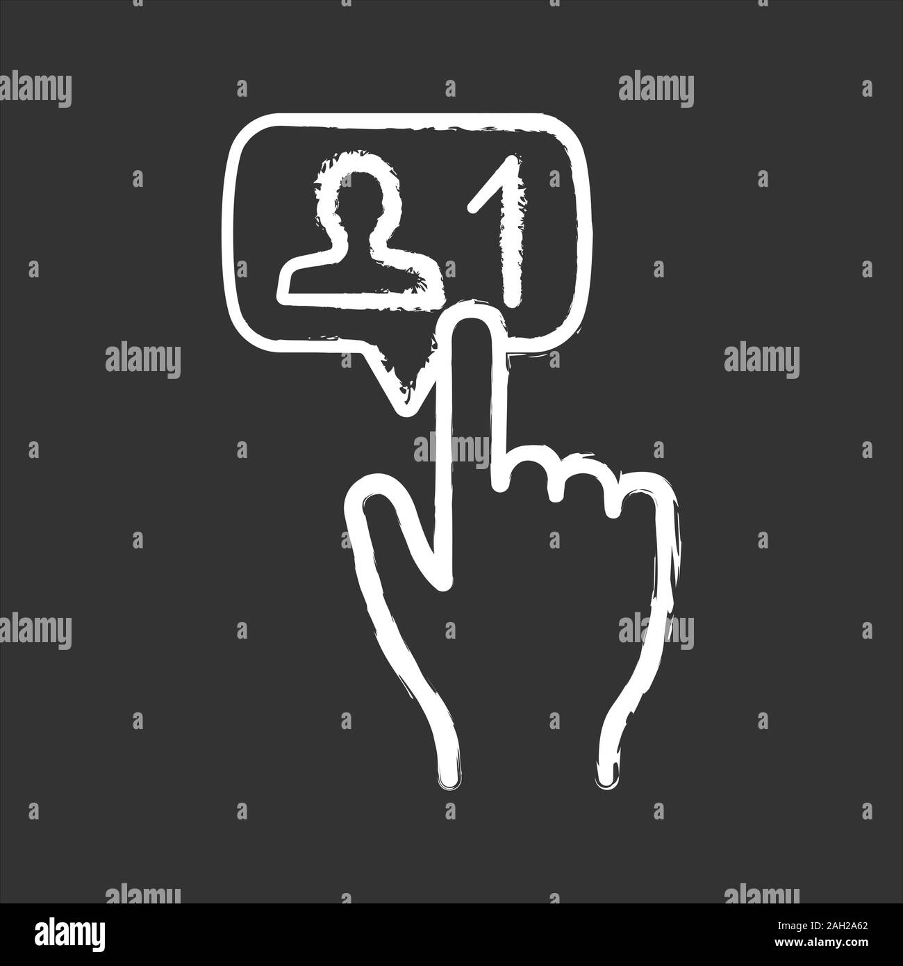 New follower button click chalk icon. Social media subscriber. New ...