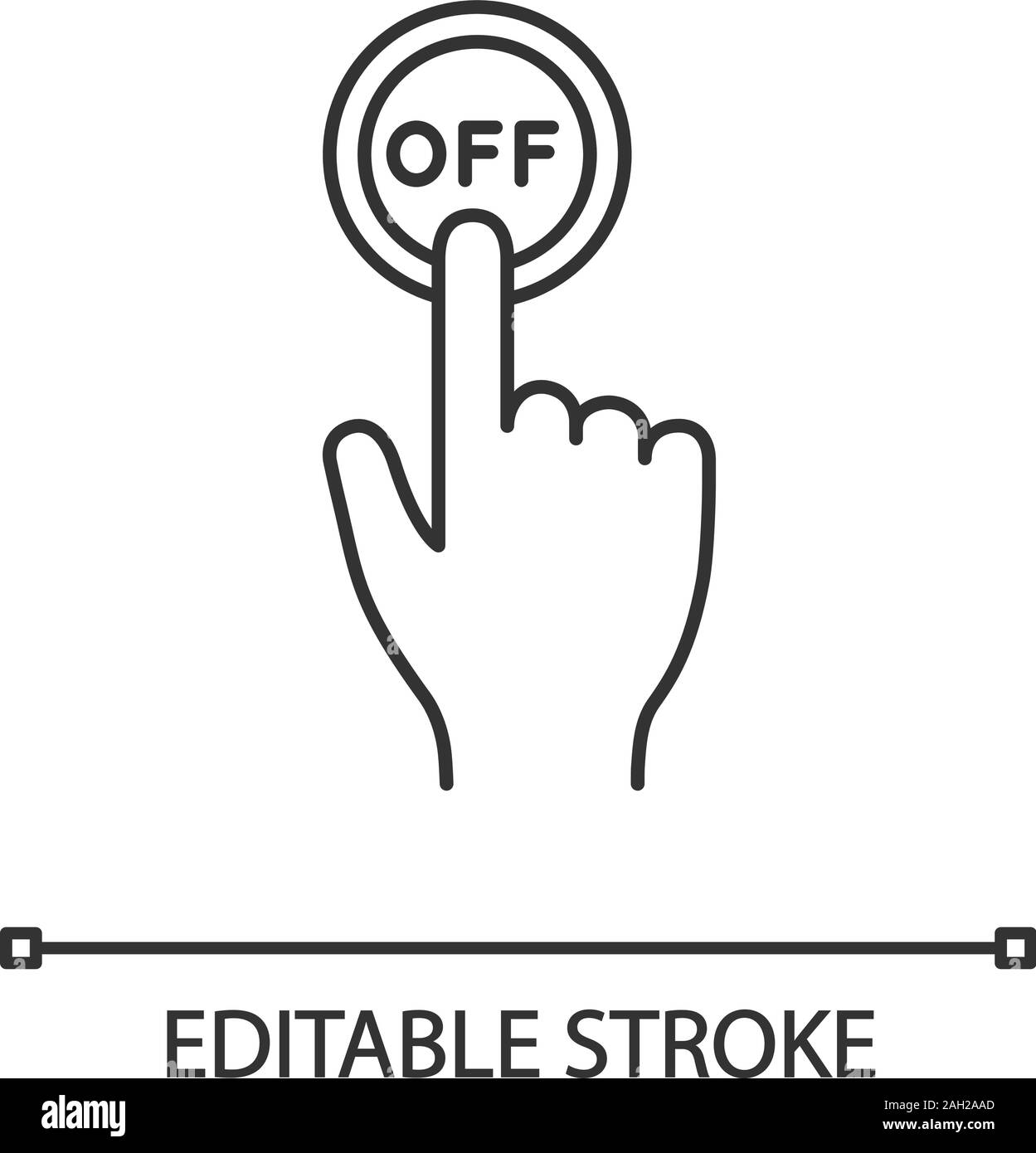Turn off button click linear icon. Shutdown. Power off. Thin line ...