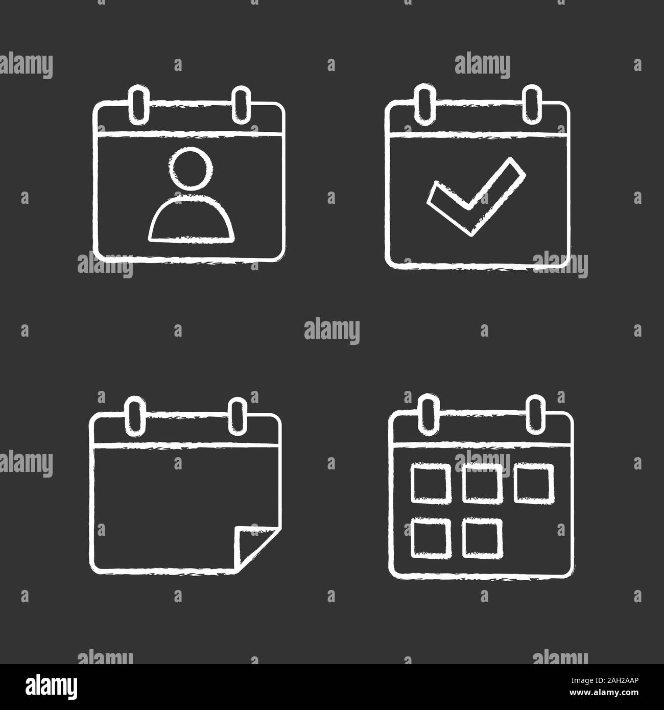 UI/UX chalk icons set. Calendars. Appointment, complete day, today ...