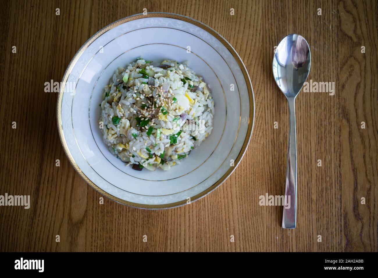 Homemade fried rice on the table, which is made by roasting various ...