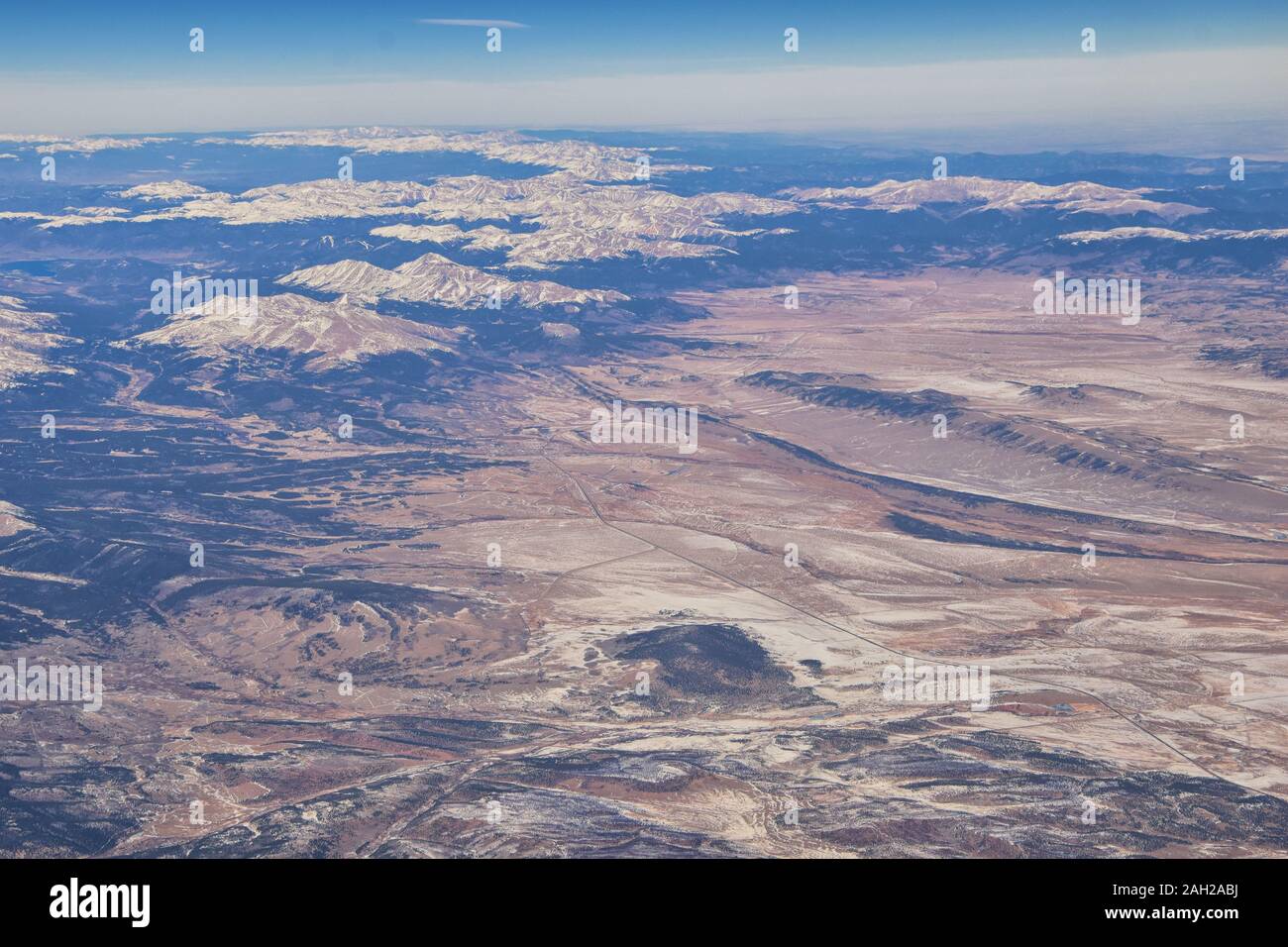 Colorado Rocky Mountains Aerial panoramic views from airplane of ...