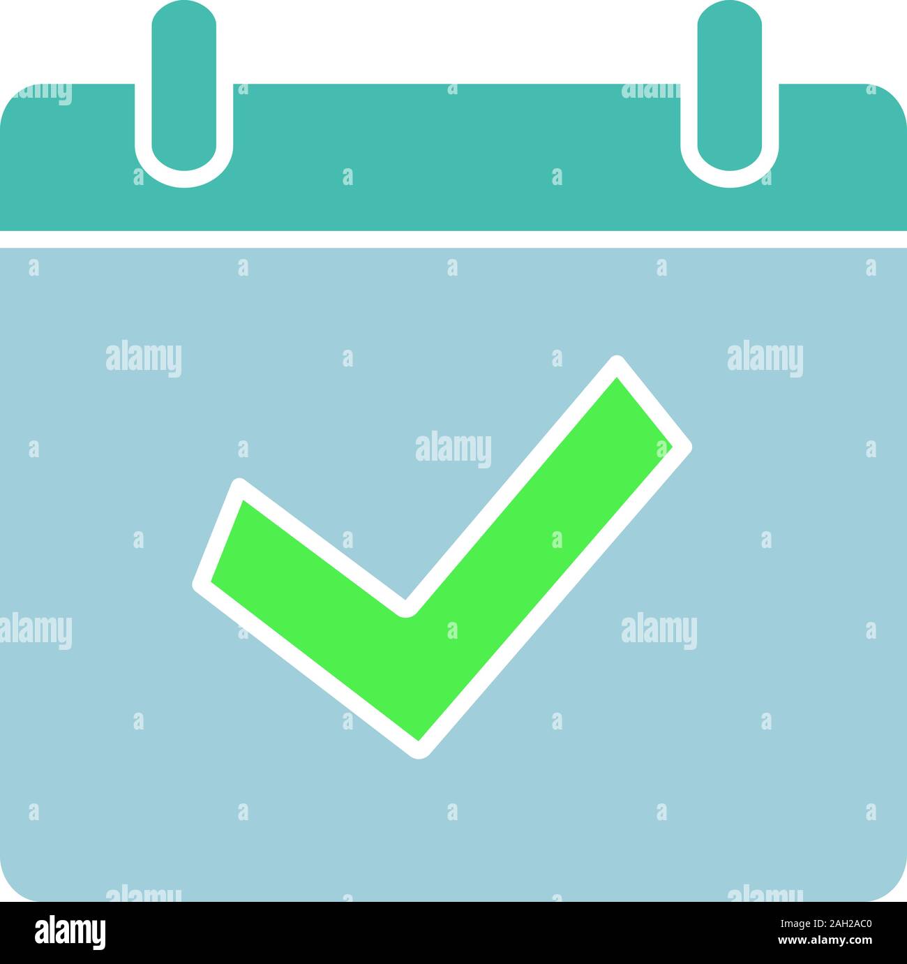 Available event glyph color icon. Calendar page with check mark ...