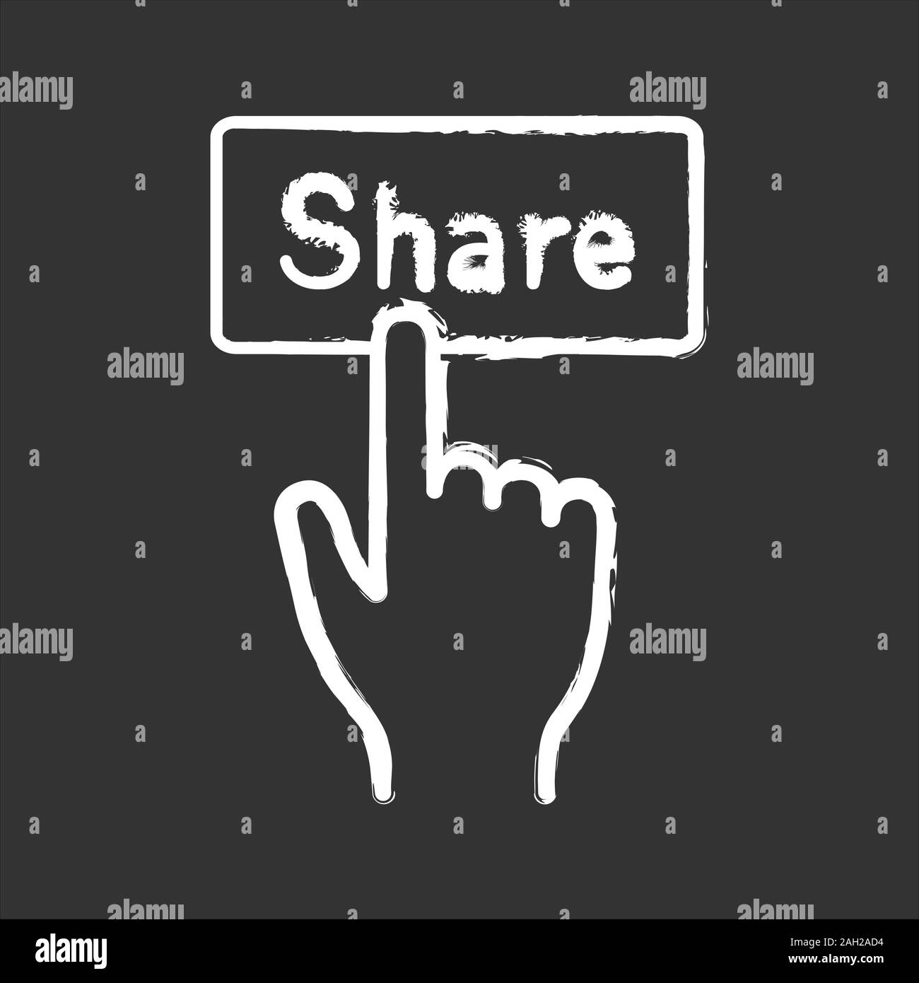 Share button chalk icon. Social media activity. Hand pressing button ...