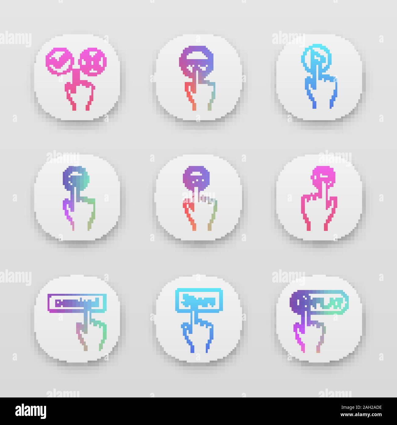 Click app icons set. Accept and decline, start, play, turn on and off, power, download, share ...