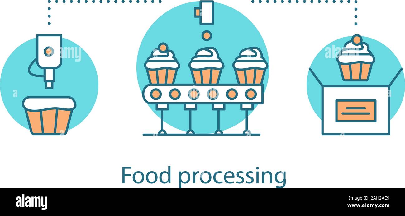 Food processing concept icon. Cake production idea thin line ... Food processing concept icon. Cake production idea thin line ...