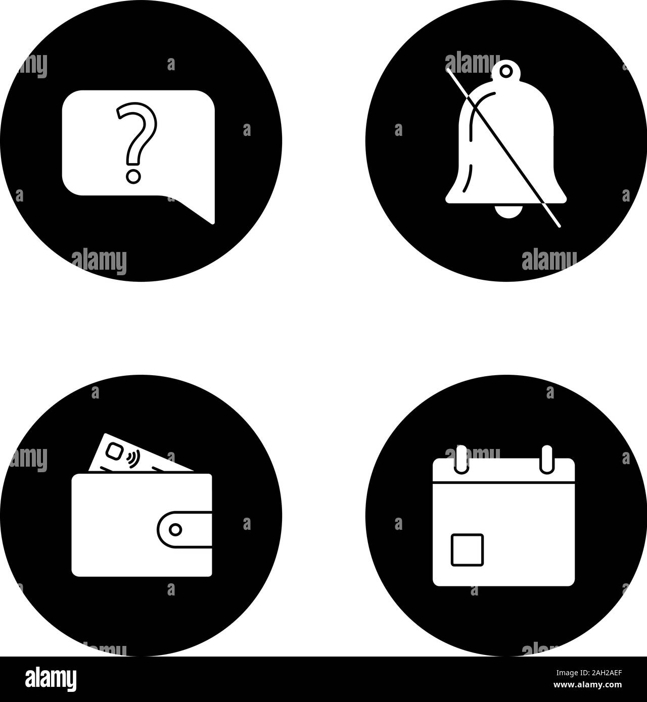 UI/UX glyph icons set. Live chat, notifications off, payment, calendar ...