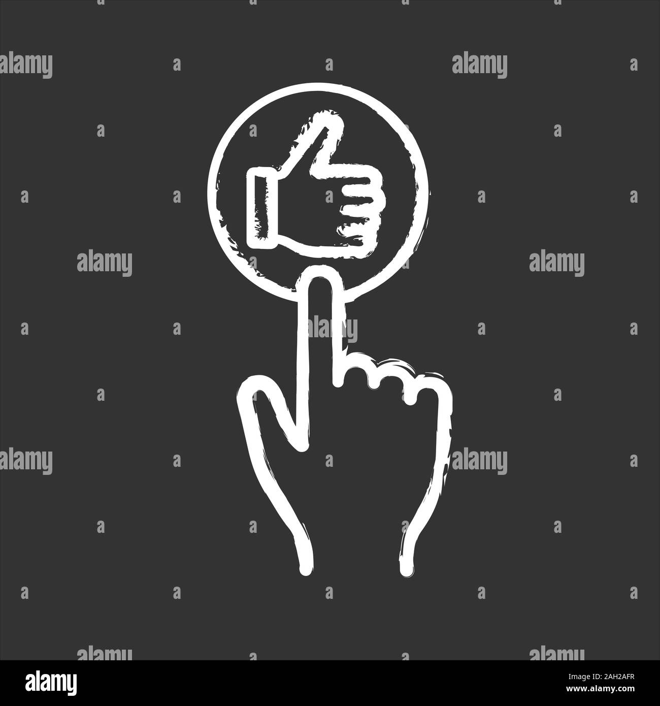 Like button click chalk icon. Thumbs up. Hand pushing button. Isolated ...