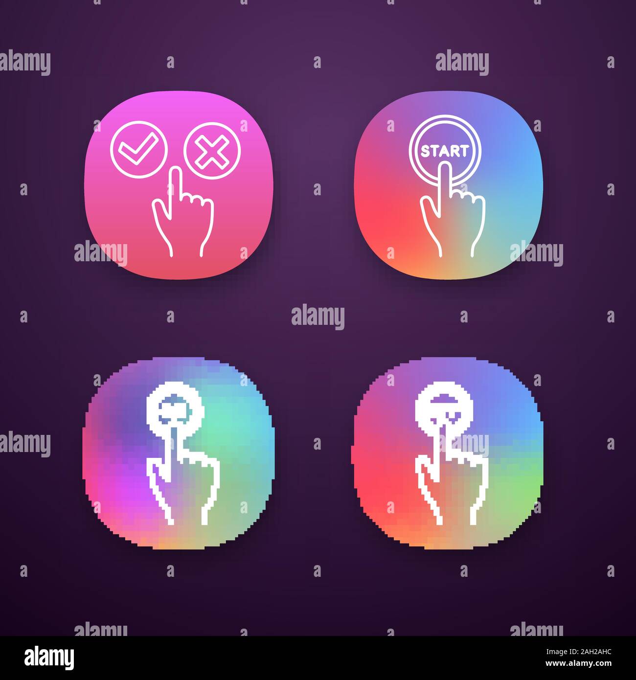 Click App Icons Set Accept And Decline Start Turn On And Off Uiux User Interface Web Or