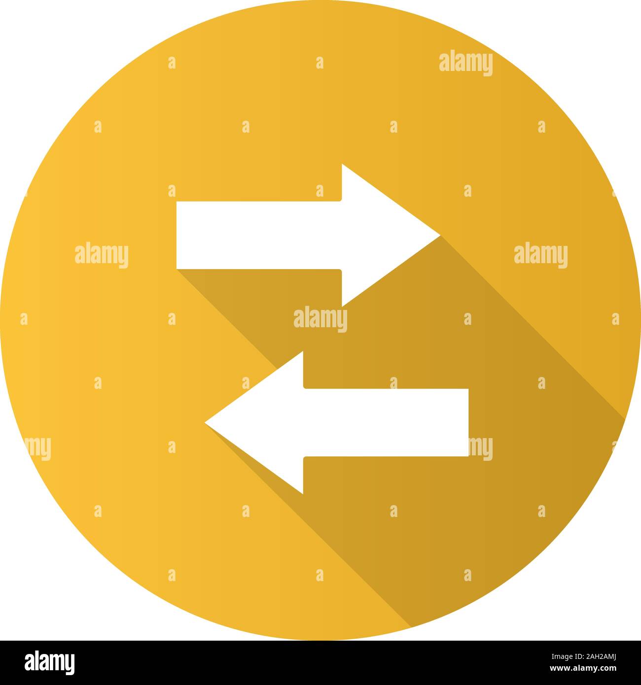 Horizontal swap flat design long shadow glyph icon. Exchange arrows ...