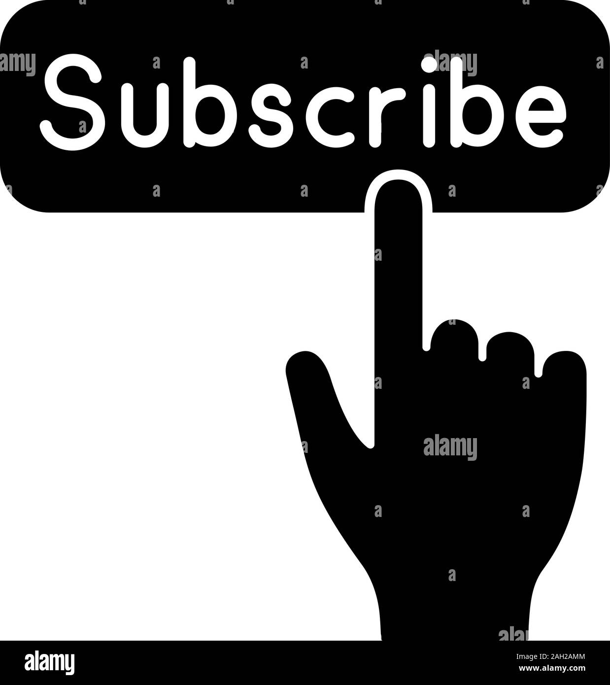 Subscribe button click glyph icon. Silhouette symbol. Subscription ...