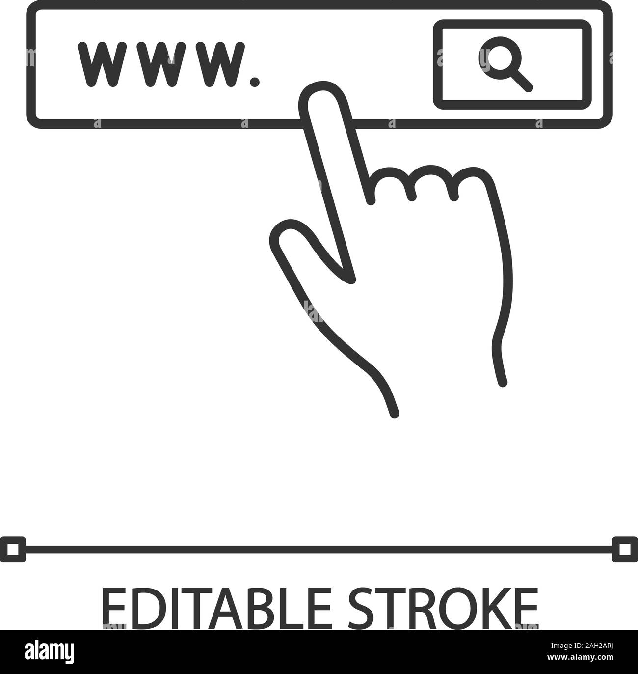 Search bar button linear icon. Thin line illustration. Internet surfing ...