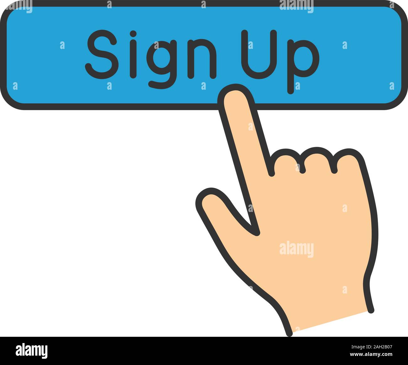 Sign up button click color icon. New user registration. Membership ...