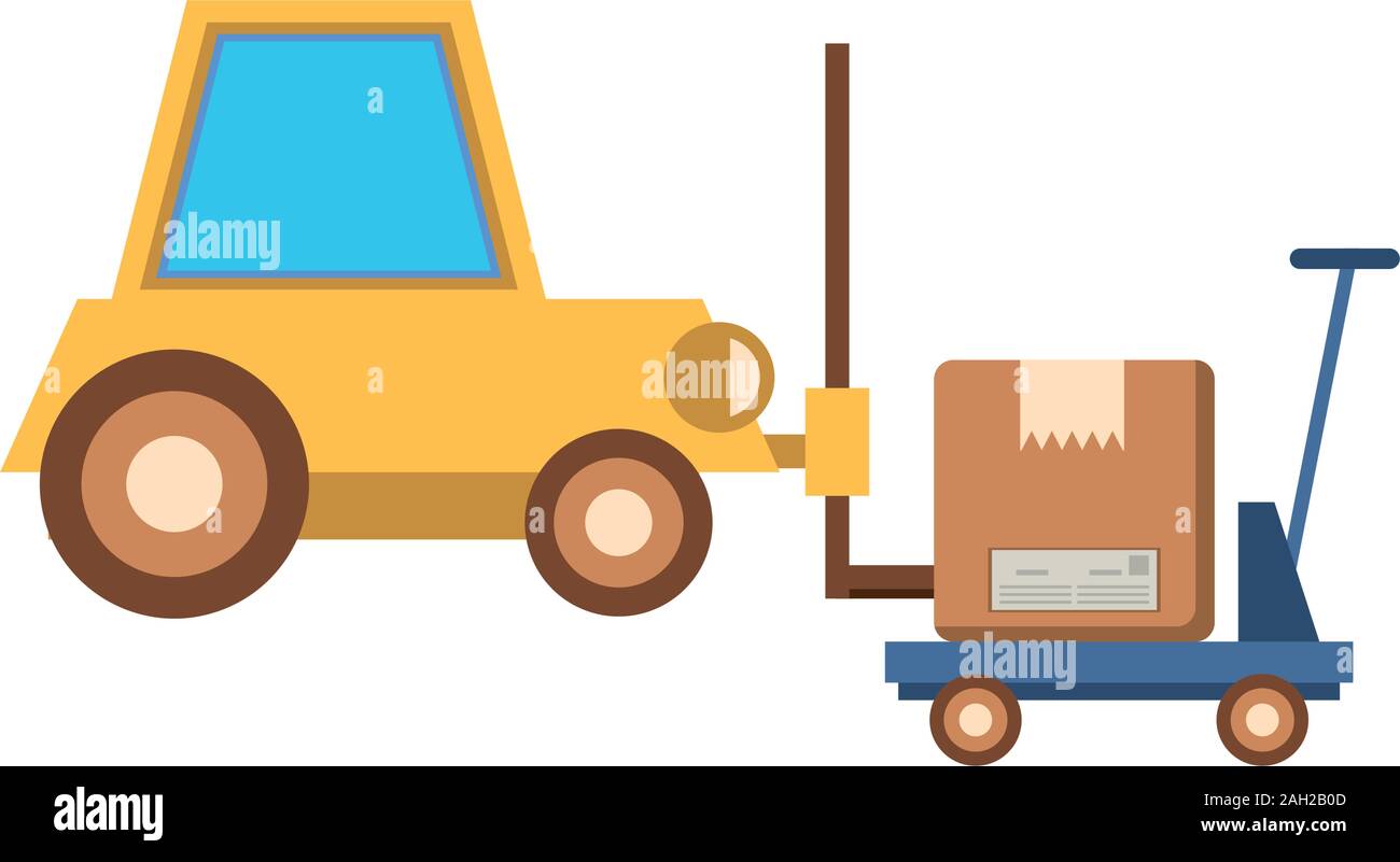 forklift vehicle service with box Stock Vector Image & Art - Alamy