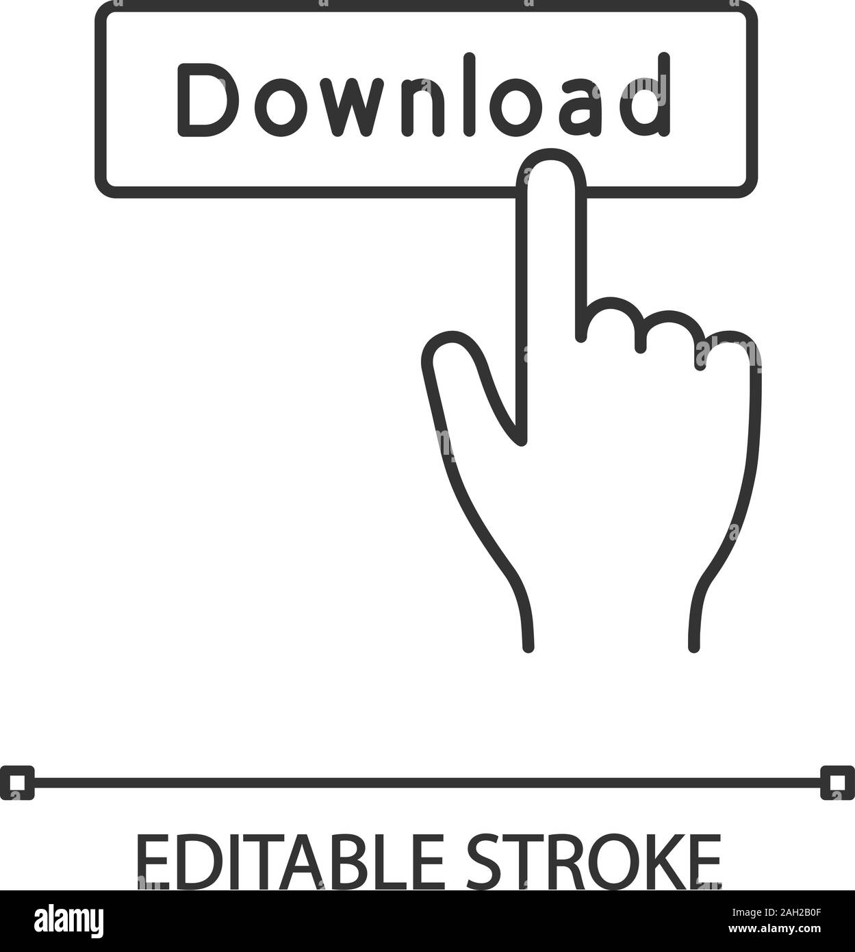 Download button click linear icon. Thin line illustration. Data ... Download button click linear icon. Thin line illustration. Data ...
