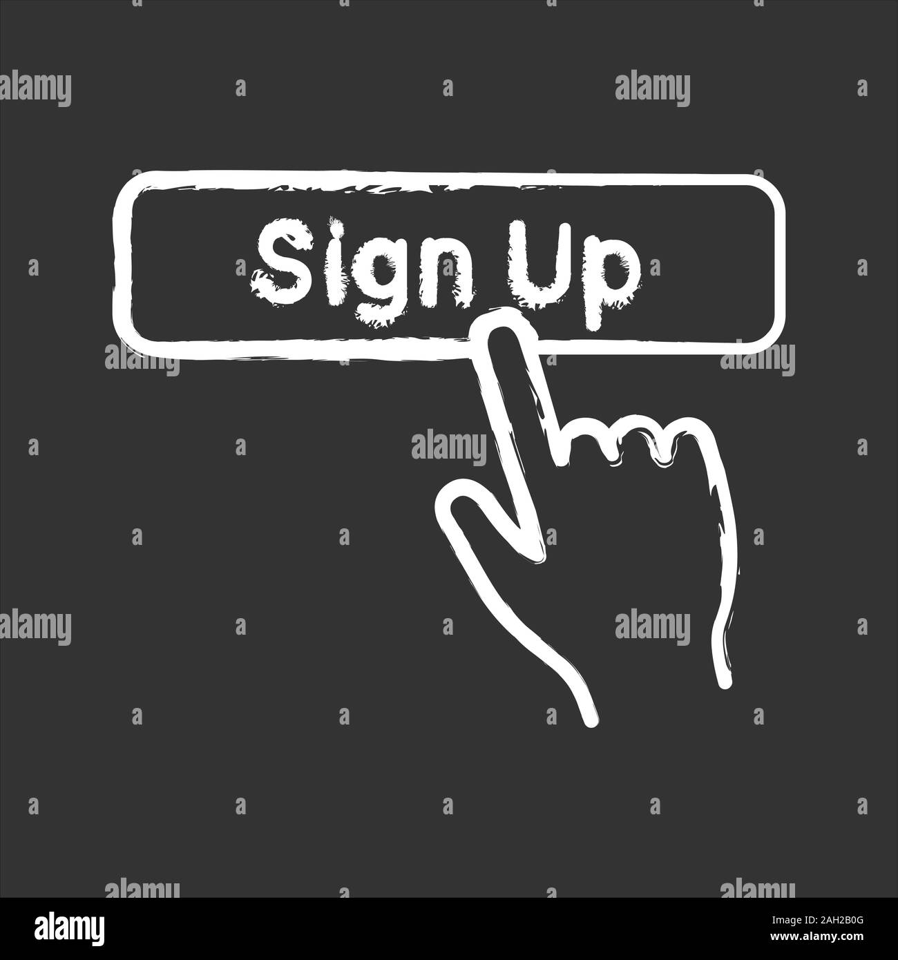 Sign up button click chalk icon. New user registration. Membership ...