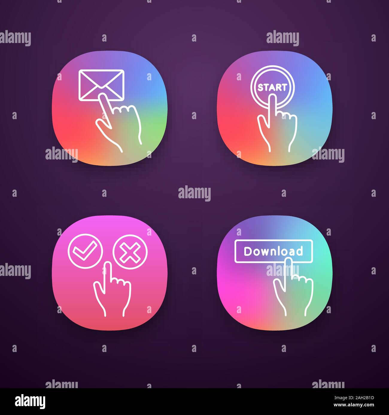 Click App Icons Set Message Start Accept And Decline Download Uiux User Interface Web Or