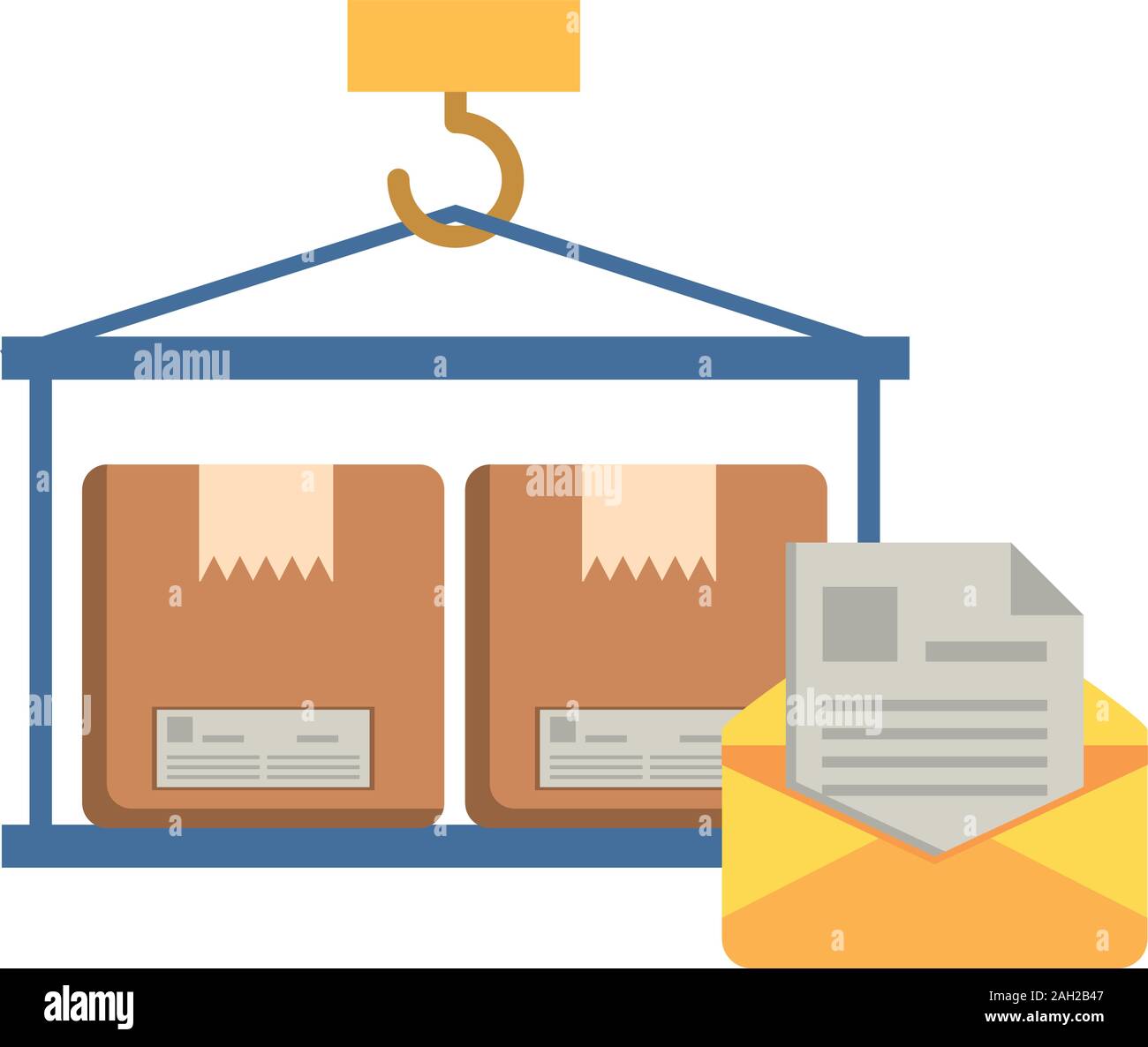 crane hook lifting boxes cartons Stock Vector Image & Art - Alamy