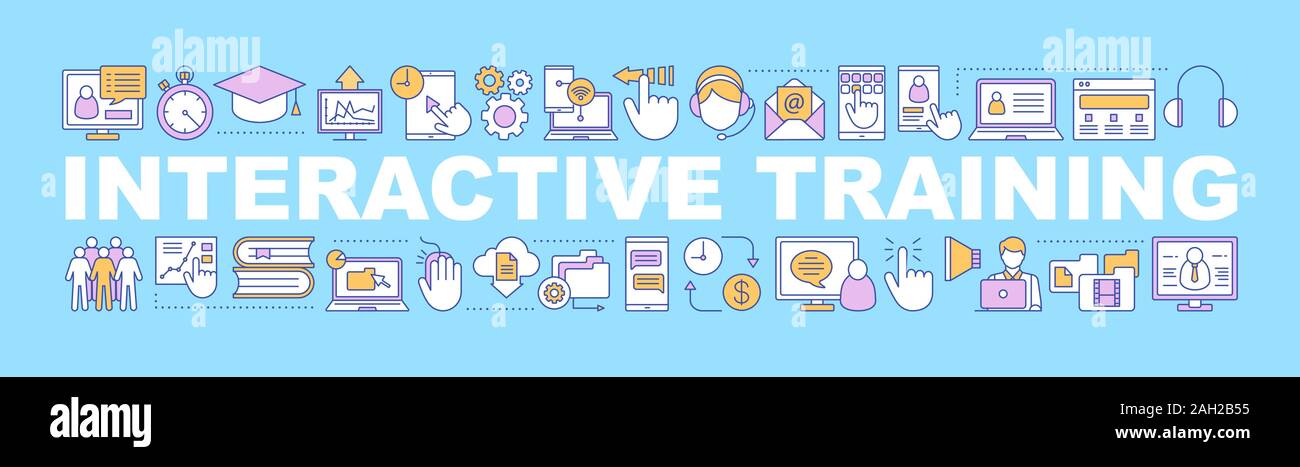 Interactive training word concepts banner. Education. Skill improvement ...