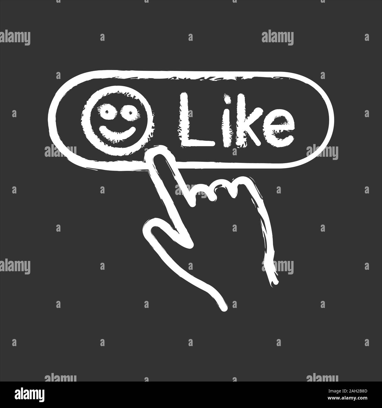 Like button click chalk icon. Positive comment. Hand pressing button ...