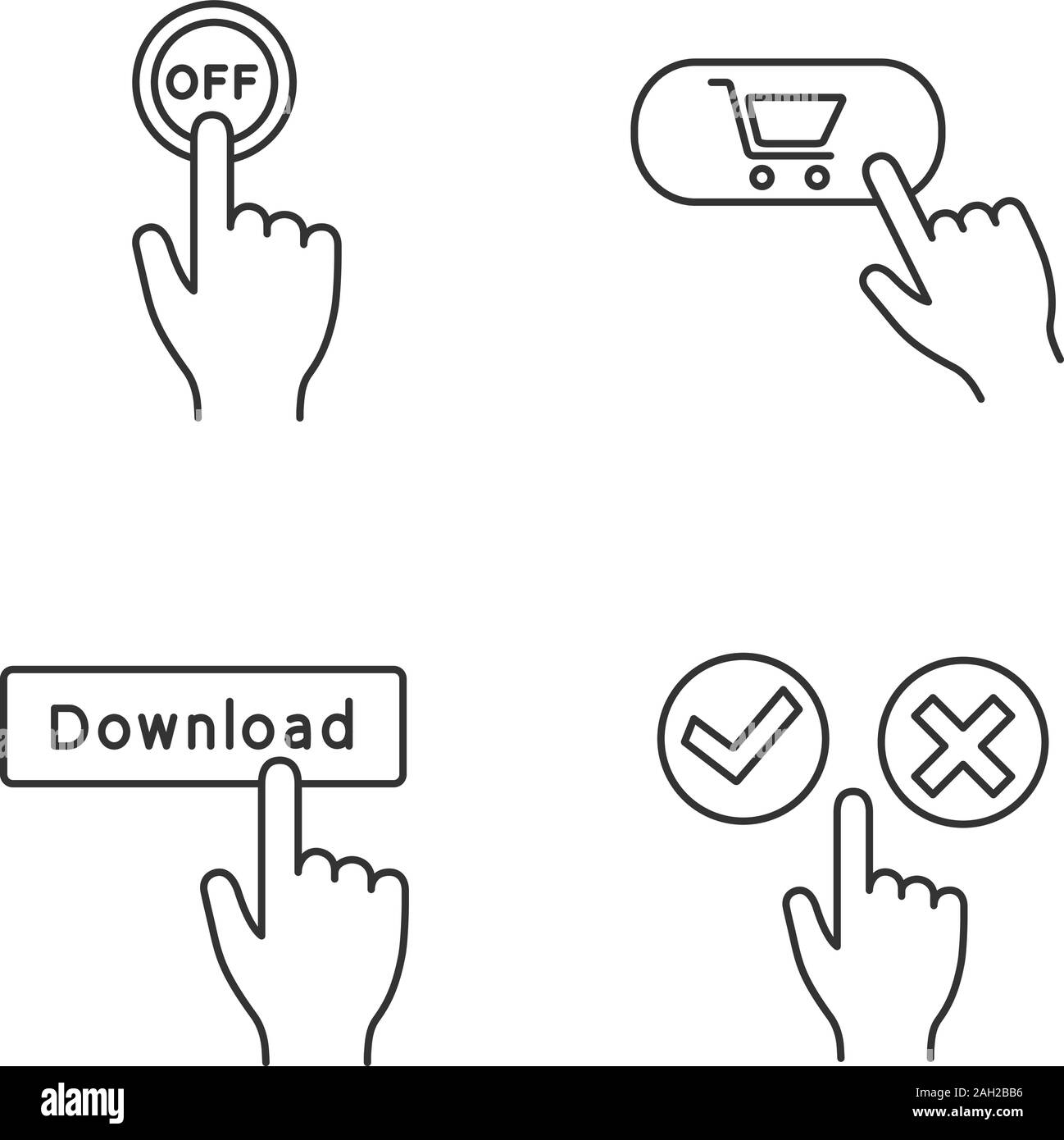 App Buttons Linear Icons Set Click Turn Off Buy Download Accept