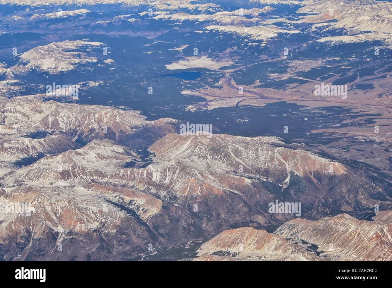 Colorado Rocky Mountains Aerial panoramic views from airplane of ...