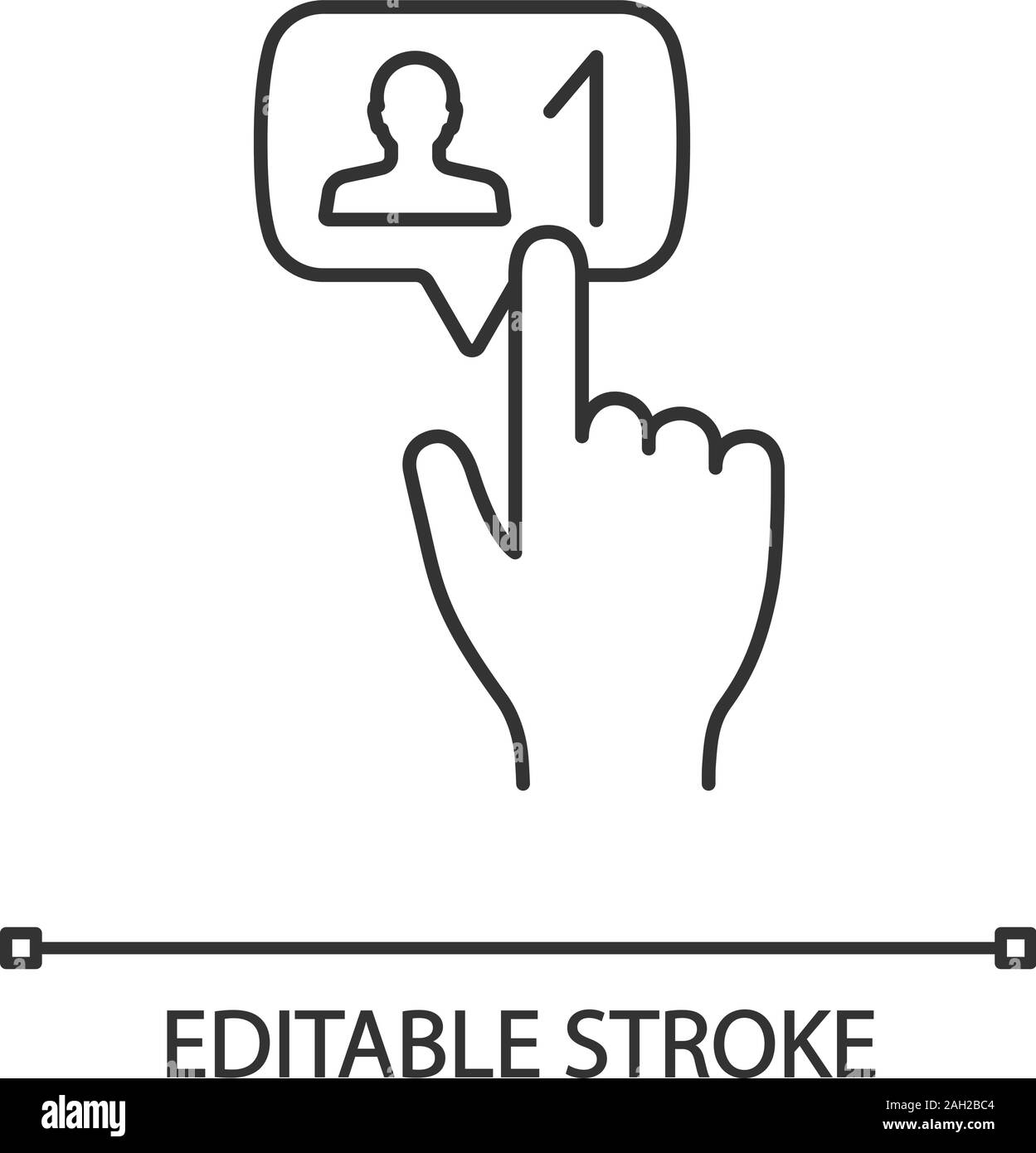 New follower button click linear icon. Thin line illustration. Social ...