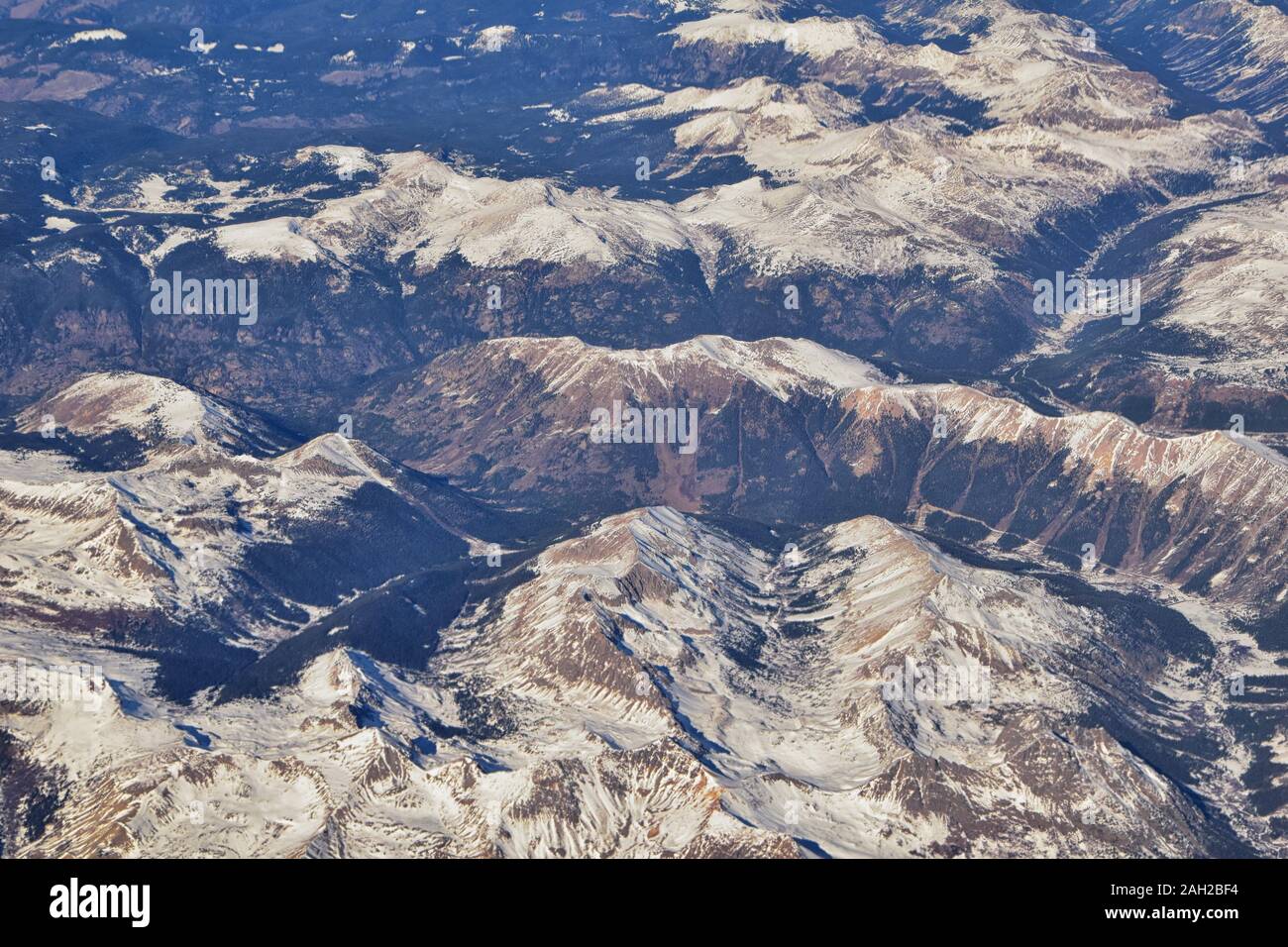 Colorado Rocky Mountains Aerial panoramic views from airplane of ...