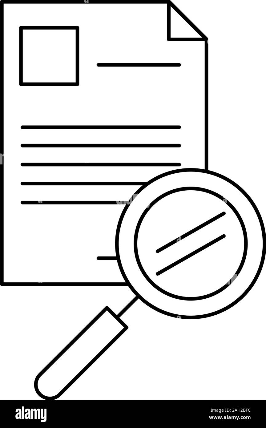 paper document file with magnifying glass Stock Vector Image & Art - Alamy