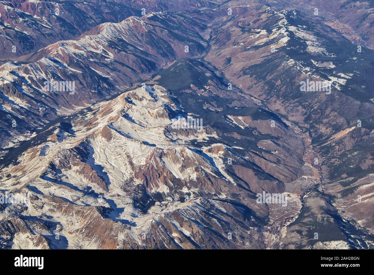 Colorado Rocky Mountains Aerial panoramic views from airplane of ...