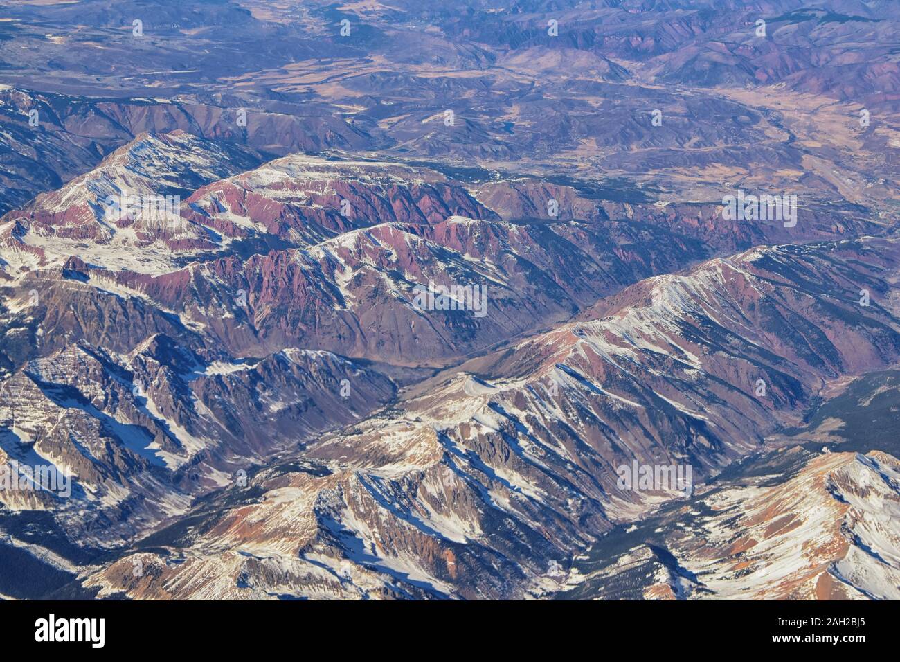 Colorado Rocky Mountains Aerial panoramic views from airplane of ...