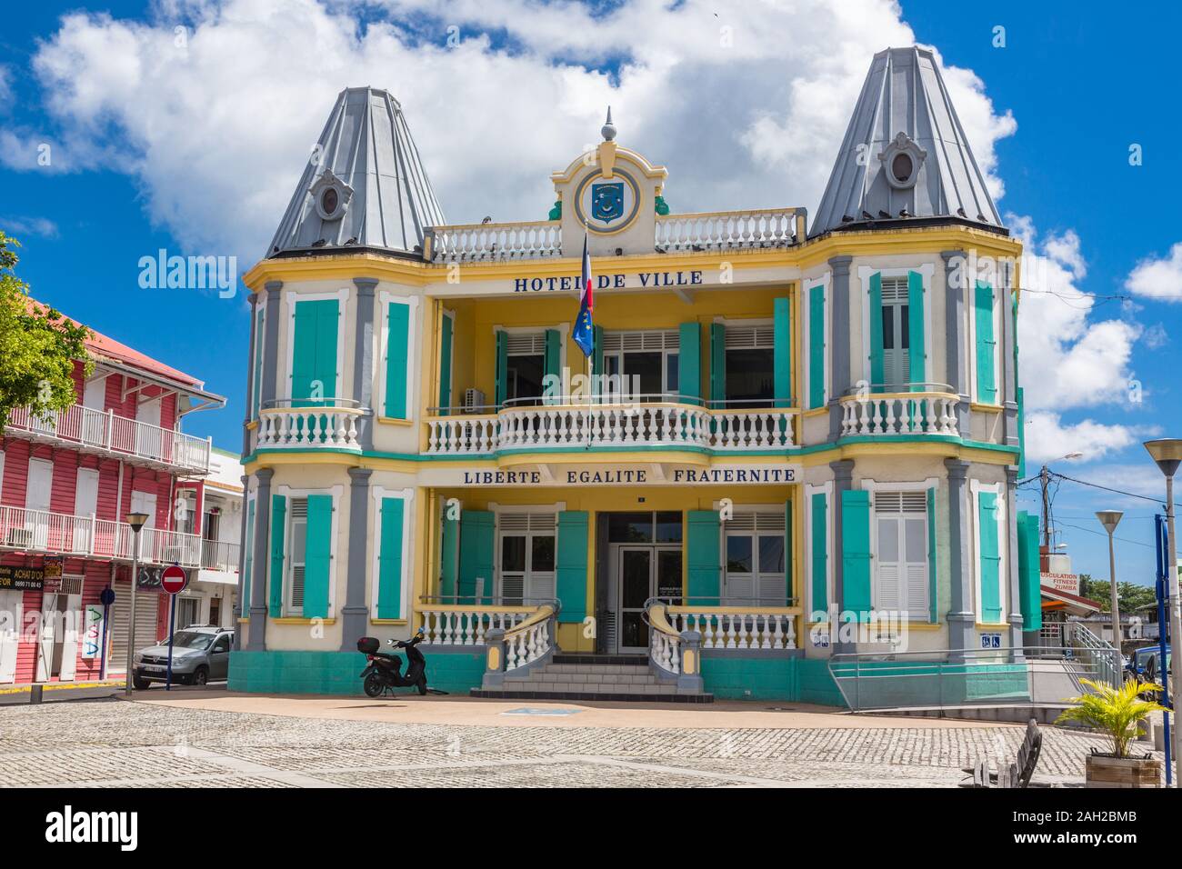 Traditional French architecture in the city hall or Hotel de Ville of ...