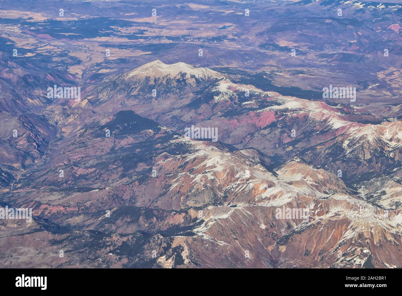 Colorado Rocky Mountains Aerial panoramic views from airplane of ...